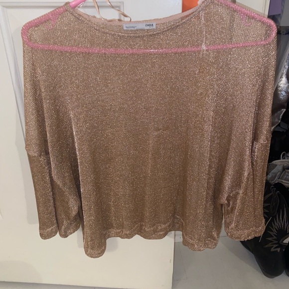 Tops | Zara Metallic Top | Poshmark